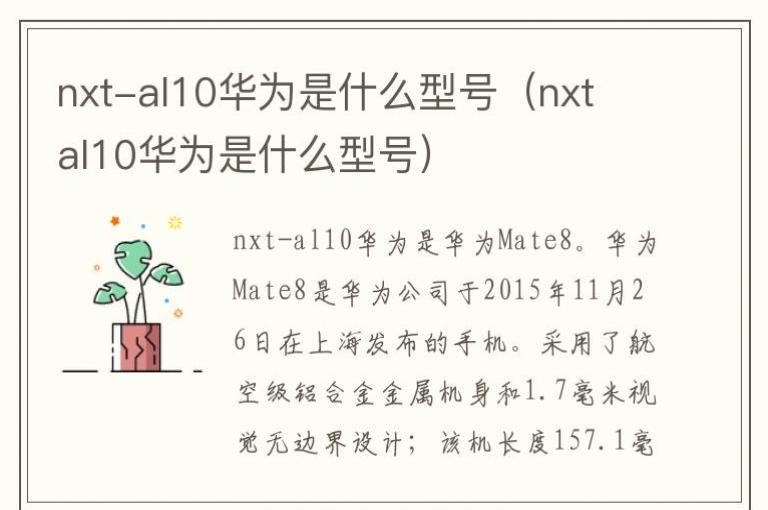 nxt-al10华为是什么型号（nxt al10华为是什么型号）_八软